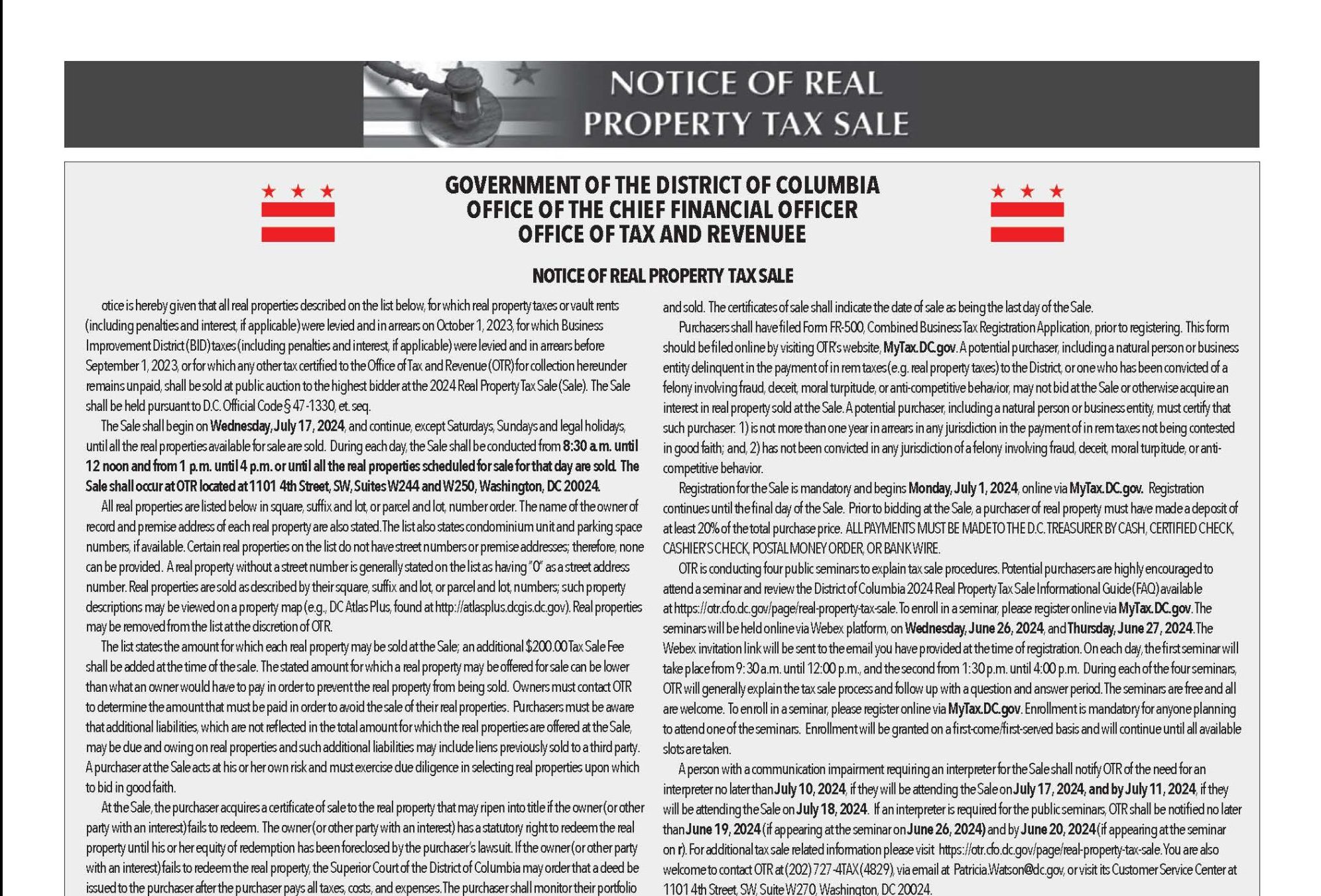 2024 DC Tax Sale Report - The Washington Informer